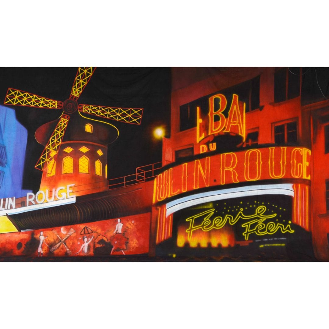 Night Burlesque Windmill Painted Backdrop BD-1038
