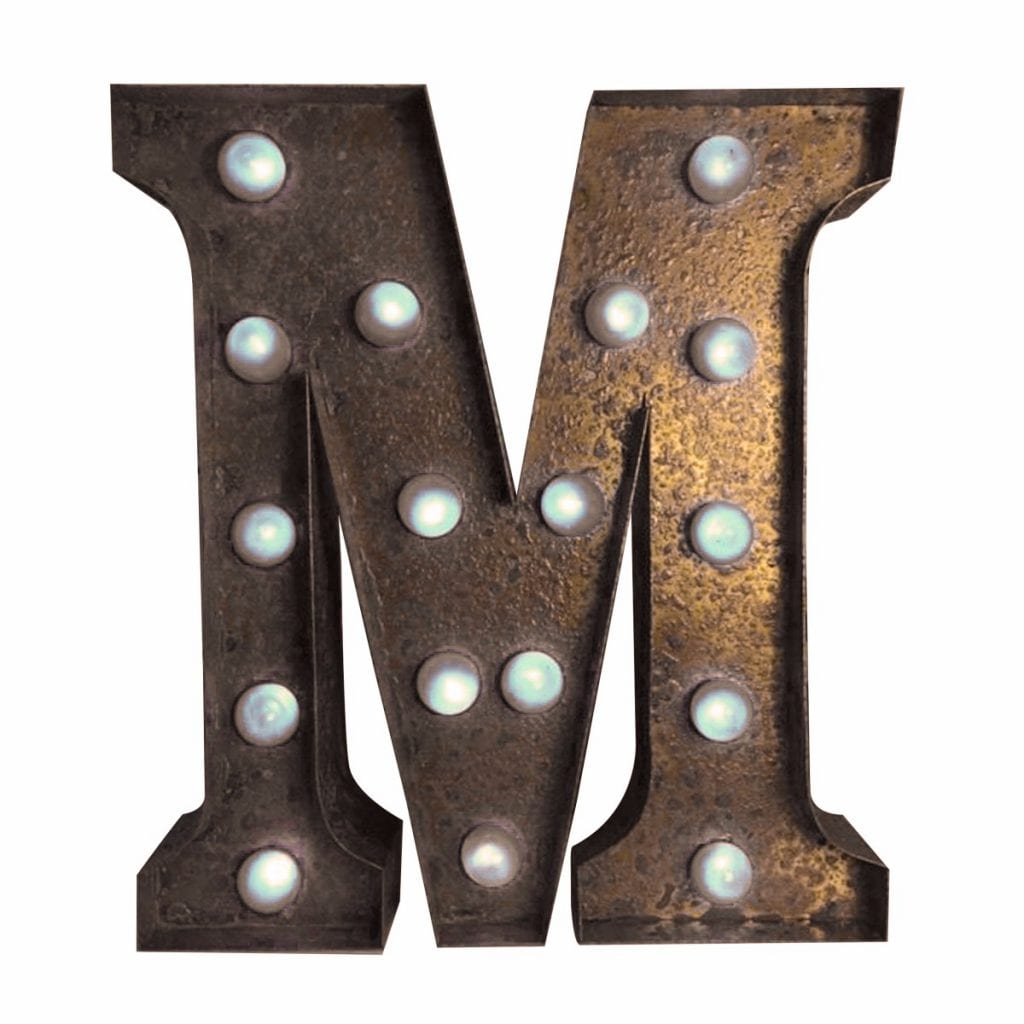 "M" Marquee Letter, rust