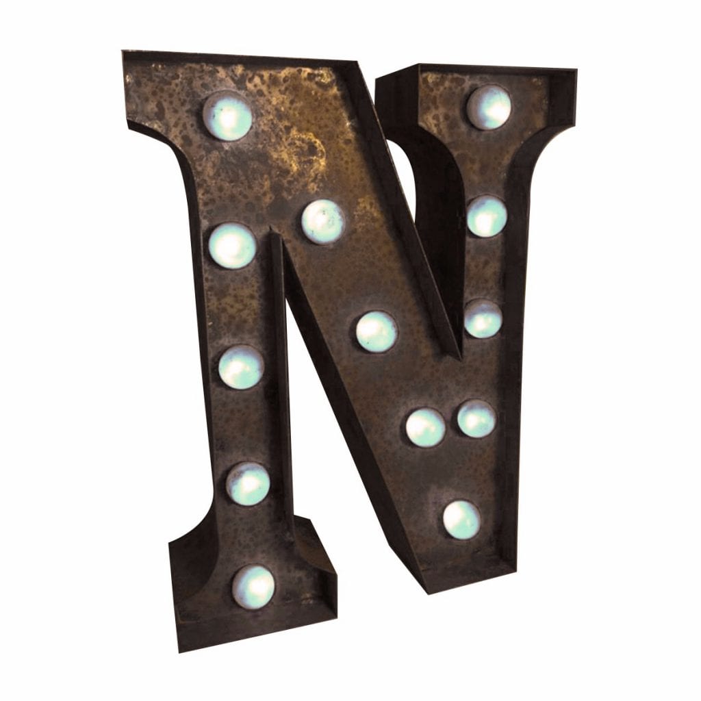 "N" Marquee Letter, rust