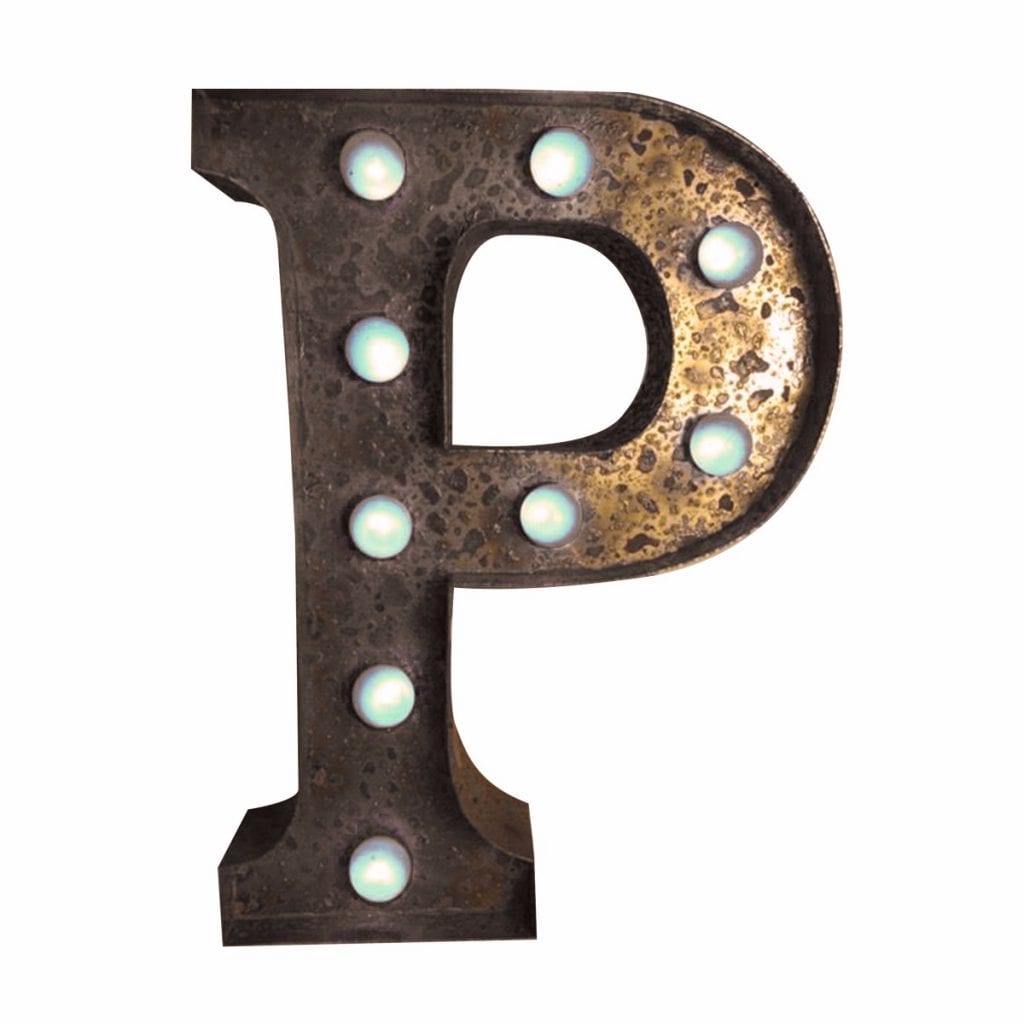 "P" Marquee Letter, rust