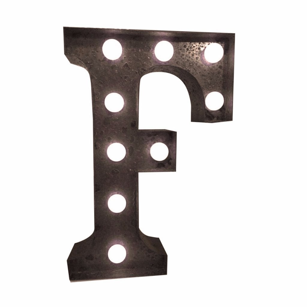 "F" Marquee Letter, rust
