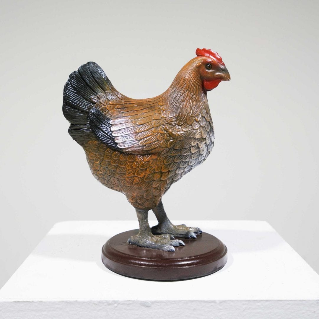 Life-Size Brown Hen Bird Statue